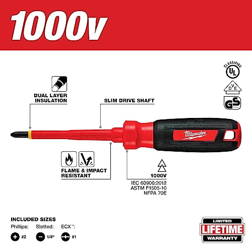 Milwaukee 48-22-2202 3-Piece 1000V Insulated Screwdriver Set