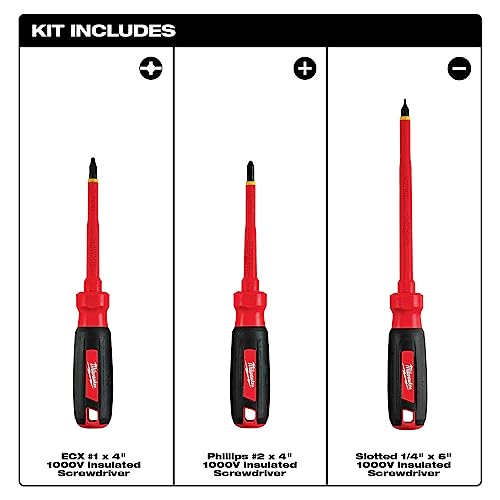 Milwaukee 48-22-2202 3-Piece 1000V Insulated Screwdriver Set