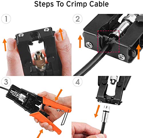 Etekcity Coax Cable Crimper, Multifunctional Compression Connector Adjustable Deluxe Tool for F BNC RCA, RG58 RG59 RG6, Universal Wire Cutters -25706348096