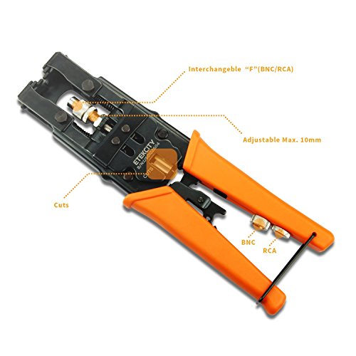 Etekcity Coax Cable Crimper, Multifunctional Compression Connector Adjustable Deluxe Tool for F BNC RCA, RG58 RG59 RG6, Universal Wire Cutters -25706348096