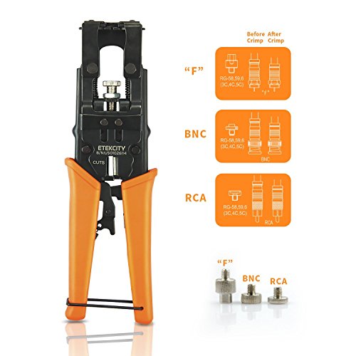 Etekcity Coax Cable Crimper, Multifunctional Compression Connector Adjustable Deluxe Tool for F BNC RCA, RG58 RG59 RG6, Universal Wire Cutters -25706348096