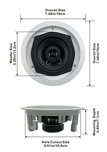 Acoustic Audio R191 in Ceiling/in Wall Speaker 4 Pair Pack 2 Way Home Theater 1600 Watt New R191-4Pr