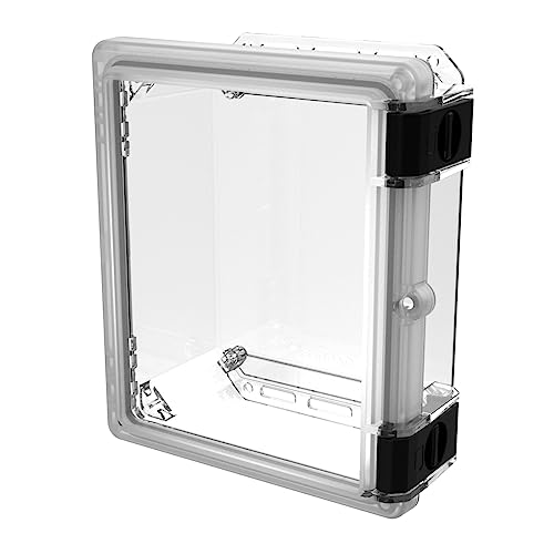 Serpac I342HL,TCBC (5.46 x 10.23 x 11.75 in) Polycarbonate IP67 Waterproof UL 508A Plastic Project Junction Box Enclosure with Clear Top Hinged Cover, Plastic Rustproof Latchs, and Clear Bottom