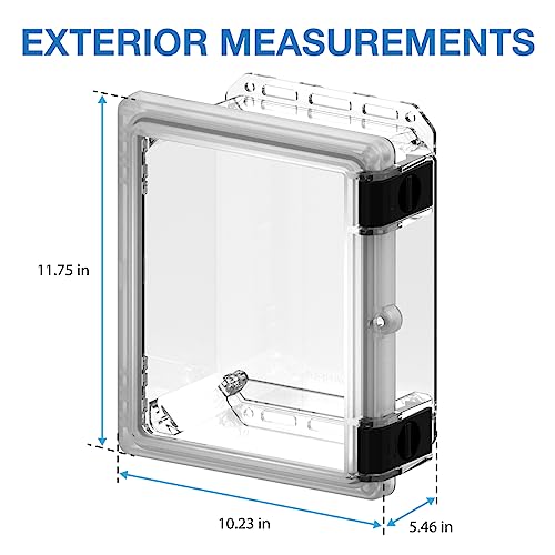 Serpac I342HL,TCBC (5.46 x 10.23 x 11.75 in) Polycarbonate IP67 Waterproof UL 508A Plastic Project Junction Box Enclosure with Clear Top Hinged Cover, Plastic Rustproof Latchs, and Clear Bottom