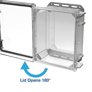 Serpac I342HL,TCBC (5.46 x 10.23 x 11.75 in) Polycarbonate IP67 Waterproof UL 508A Plastic Project Junction Box Enclosure with Clear Top Hinged Cover, Plastic Rustproof Latchs, and Clear Bottom