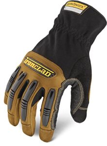 ironclad ranchworx work gloves rwg2, premier leather work glove, performance fit, durable, machine washable, (1 pair), rwg2-04-l,brown/black