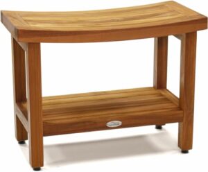 aquateak patented 24" sumba teak shower bench with shelf