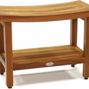 AquaTeak Patented 24" Sumba Teak Shower Bench with Shelf