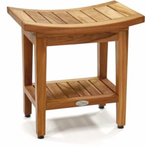 aquateak patented 18" maluku teak shower bench with shelf