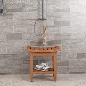 AquaTeak Patented 18" Maluku Teak Shower Bench with Shelf