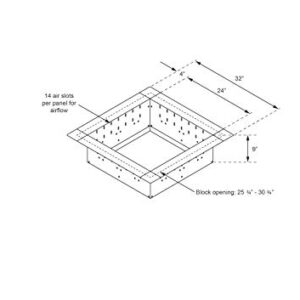 Firebuggz Heavy Duty Stainless Steel Fire Pit Ring Insert for Outdoors - 24" Square Insert, 32" Outside Flange, 9" Height