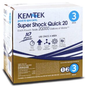 kem-tek 26449048231 10-pack super shock quick 20 for swimming pools