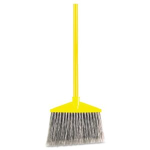 rubbermaid commercial 637500gy angled large broom, poly bristles, 46 7/8-inch metal handle, yellow/gray