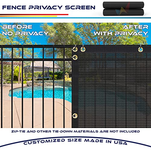 Windscreen4less 6' x 25' Privacy Fence Screen in Black with Bindings & Grommets 85% Blockage for Chain Link Fence Windscreen Outdoor Mesh Fencing Cover Netting Fabric