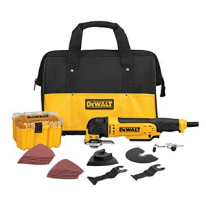 dewalt oscillating tool, 3-amp, includes wood blades, sandpaper and tool bag, corded (dwe315k)