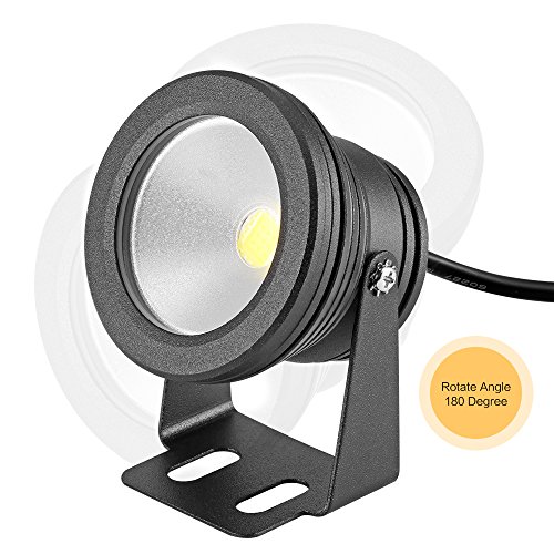 Lemonbest® 10w 12v Black LED Underwater Flood Light for Landscape Fountain Pond Pool, Warm White