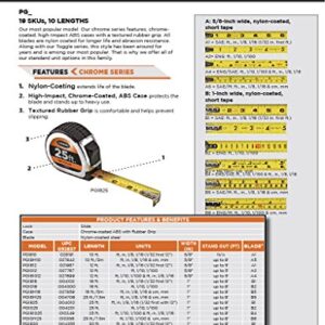 Keson PG1012 Short Tape Measure with Nylon Coated Steel Blade (Graduations: ft., 1/10, 1/100), 5/8-Inch by 12-Foot