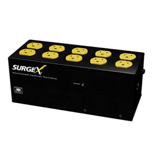 surgex sa-1810 standalone surge eliminator - 120 volt/15 amp - advanced series mode surge protector and emi/rfi noise filter - 10 outlets