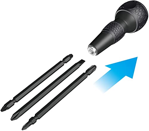 VESSEL BALL GRIP 1/4" Hex. Bit Interchangeable Screwdriver (Bit 3PC. (+1, 3 / +2, -6 / PZ2, PZ3) SET. 220W3J1)