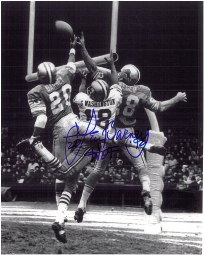 Lem Barney Autographed Detroit Lions 8x10 Photo #2 - Interception