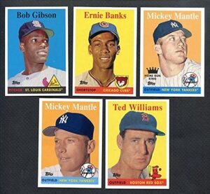 1958 topps retro set w 2 mantles ted williams ernie banks bob gibson pre rookie