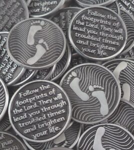 set of 10 footprints pocket token coins