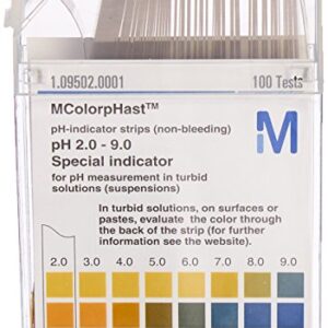 EMD Millipore 1.09502.0001 MColorpHast pH-Indicator Strip, 2.0-9.0 pH Range, Plastic Box (Pack of 100)