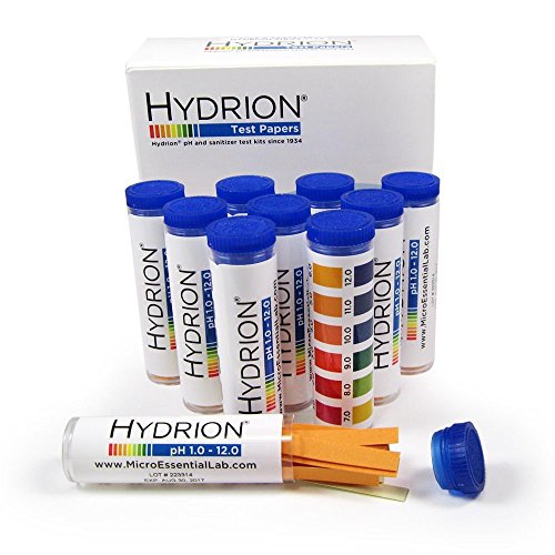 Micro Essential Hydrion 165/1-12 Wide Range pH Test Strip with Colorimetric Chart, 1-12 pH Range (Case of 10)