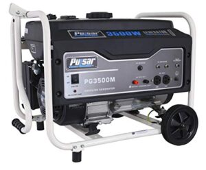 pulsar 3,500w portable gas-powered generator with mobility kit pg3500m, 3500w, black & white