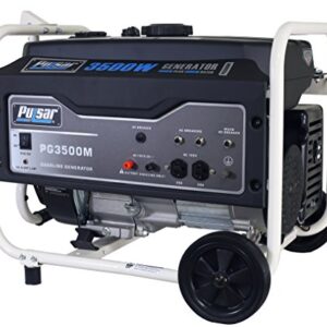 Pulsar 3,500W Portable Gas-Powered Generator with Mobility Kit PG3500M, 3500W, Black & White