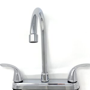 Chromed Surface 8" Two-Handle Tall Stainless Steel Spout Kitchen Faucet [925LF8] ADA, 8-Inch Center Hole Metal Body HI Rise Spout NO Lead