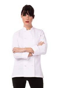 chef works women's le mans chef coat, white, medium