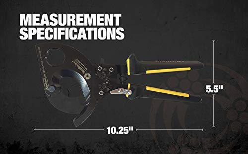 Southwire 58277740 Tools & Equipment CCPR400 Heavy Duty Compact Ratcheting Cable Cutters with Comfort Grip Handles, Easy to Use Quick- Release Lever, Steel Blades, 750 kcmil CU/1000 kcmil AL