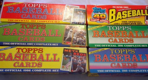 Lot of 6 Sets From Topps 1986 1987 1988 1989 1990 1991 Baseball Card Complete Factory Opened Sets in the Fancy Colored Christmas Boxes!