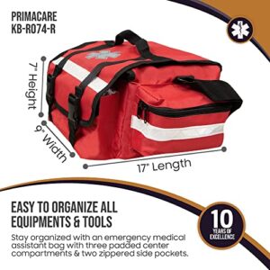 PrimaCare KB-RO74-R First Responder Bag for Trauma, 17" x 9" x 7", Red