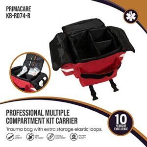 PrimaCare KB-RO74-R First Responder Bag for Trauma, 17" x 9" x 7", Red