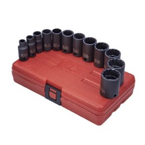 sunex 3337 3/8-inch drive 12-point sae semi-deep impact socket set