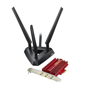 asus pce-ac68 dual-band 3x3 ac1900 wifi pcie adapter with heat sink and external magnetic antenna base allows flexible antenna placement to maximize coverage