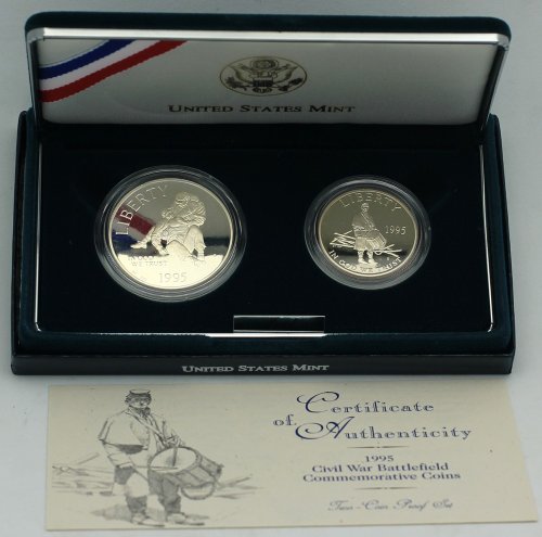 1995 Civil War Battlefield 2-Coin Commemorative Proof Set - Silver Dollar & Clad Half