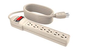 stanley 30021 powermax 6 xl, 6-outlet power strip w/ long cord , beige