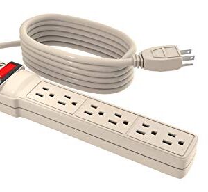 Stanley 30021 PowerMax 6 XL, 6-Outlet Power Strip w/ Long Cord , Beige