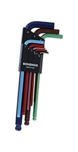 bondhus 69499 ball end l-wrench set w/colorguard finish, 9 piece