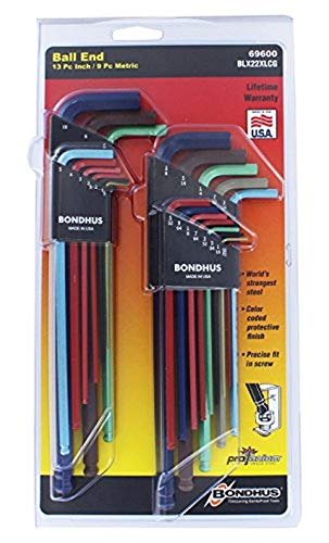 Bondhus 69600 Ball End DoublePK L-Wrench Set w/ColorGuard, 13 Piece