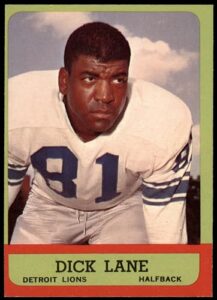 1963 topps # 32 dick lane detroit lions (football card) ex lions w.nebraska