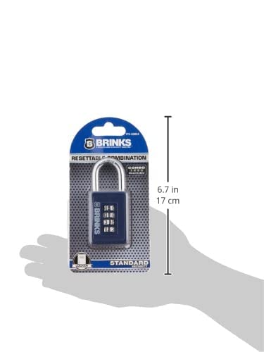 BRINKS - 40mm 4-Dial Resettable Sports Padlock - Zinc Die-Cast Body with Chrome Plated Shackle, Navy