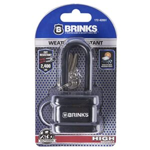 BRINKS - 40mm Laminated Steel Weather Resistant Padlock with 2” Shackle - Vinyl Wrapped and Chrome Plated with Hardened Steel Shackle, 172-42051, Black