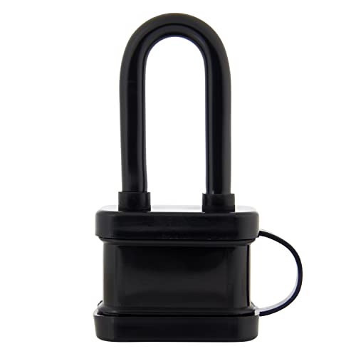 BRINKS - 40mm Laminated Steel Weather Resistant Padlock with 2” Shackle - Vinyl Wrapped and Chrome Plated with Hardened Steel Shackle, 172-42051, Black