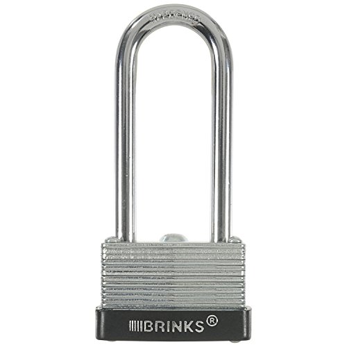 BRINKS - 40mm Laminated Steel Keyed and Warded Padlock with 2” Shackle - Chrome Plated with Hardened Steel Shackle, Silver