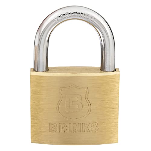 BRINKS - 40mm Solid Brass Keyed Padlock with 7/8” Shackle Clearance - Chrome Plated With Hardened Steel Shackle