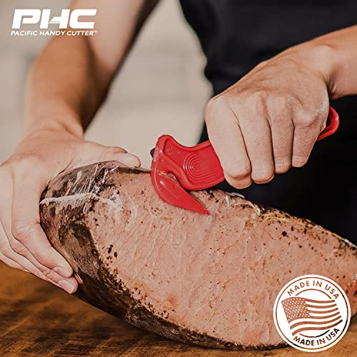 Pacific Handy Cutter DFC364 NSF Certified Food Safe Cutter with Bladeless Tape Splitter, Safe and Efficient Cutting for Cryovac, Plastic Bags, Shrink Wrap, and More, Red